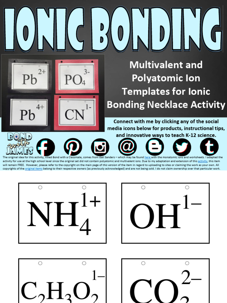 Multivalent and Polyatomic Ion Templates For Ionic Bonding Necklace ...