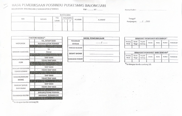 Pemeriksaan Posbindu | PDF