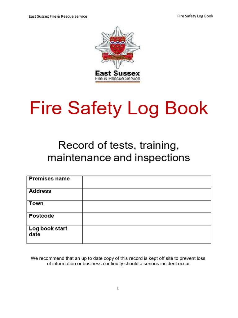 East Sussex Fire Safety Log Book 2021 | PDF | Fire Safety | Firefighting