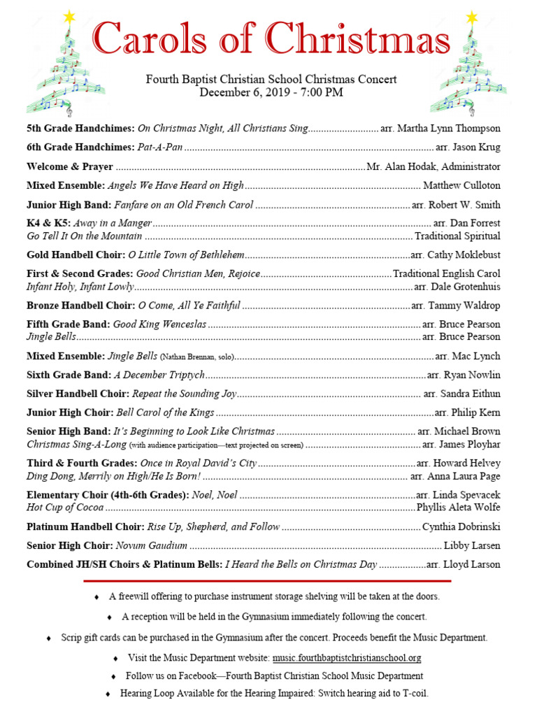 2019 Christmas Concert Program | PDF | Aerophones | Elementary Organology