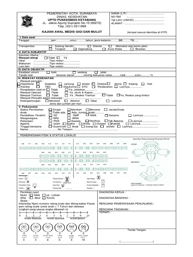 FORM ASSESMEN Medis Gigi New | PDF | Gaya Hidup