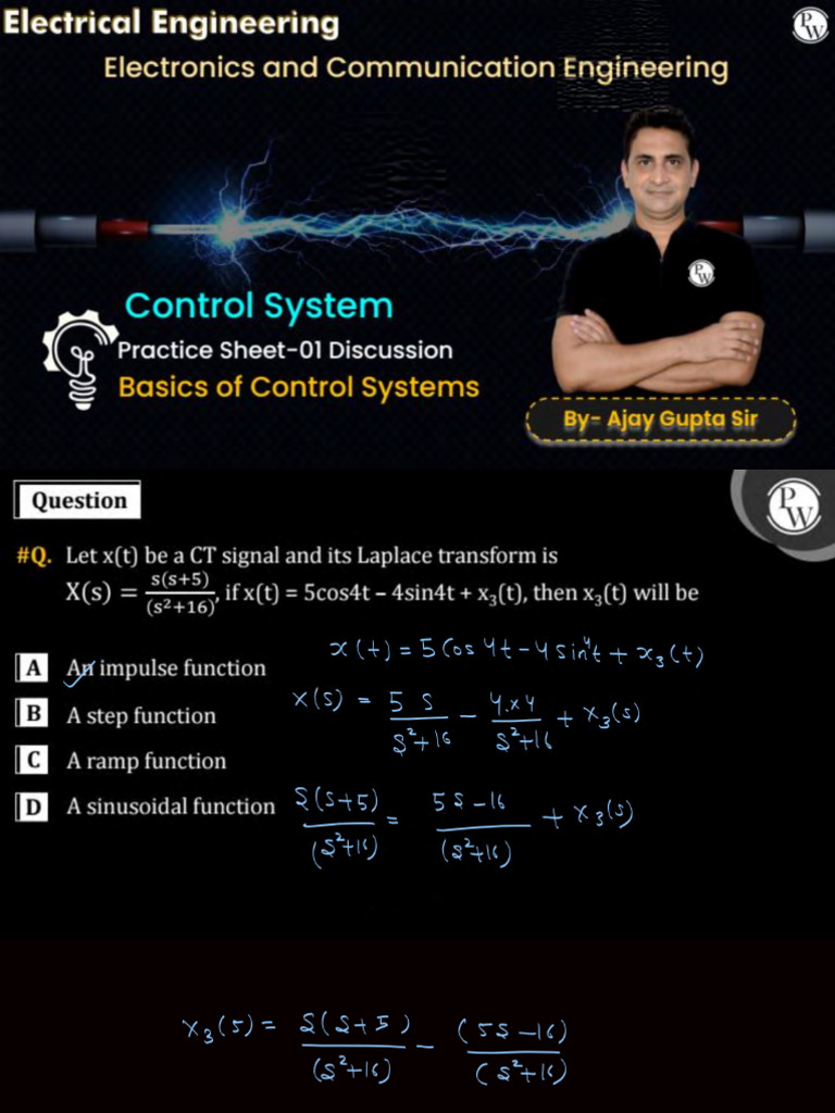 Basic of Control System - Practice Sheet 01 Discussion Notes | PDF