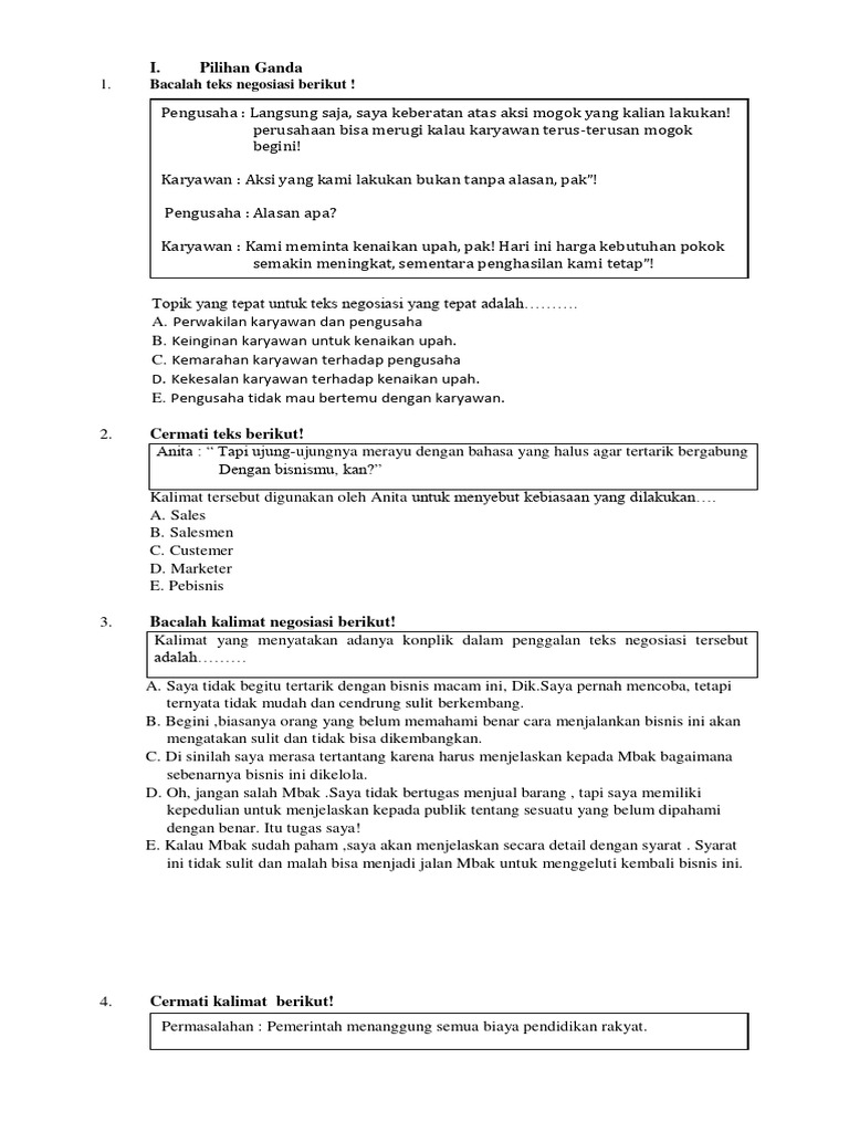 Latihan Soal Bindo 2024 | PDF