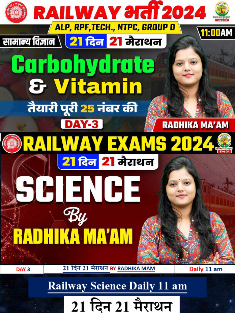 Vitamin and Carbohydrate Day 3 Science by Radhika Mam | PDF