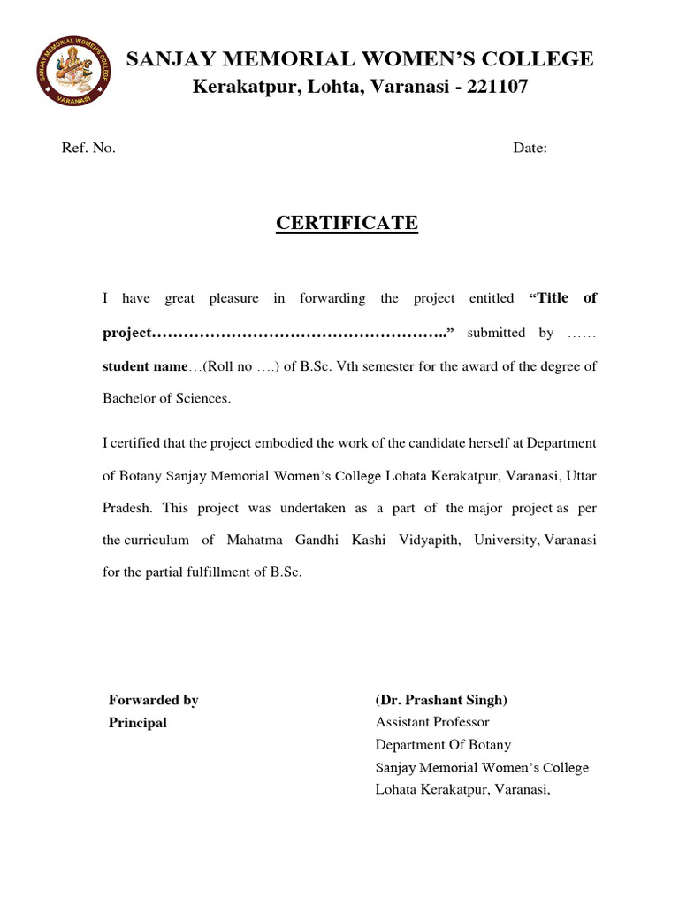 B.Sc. Project CERTIFICATE | PDF