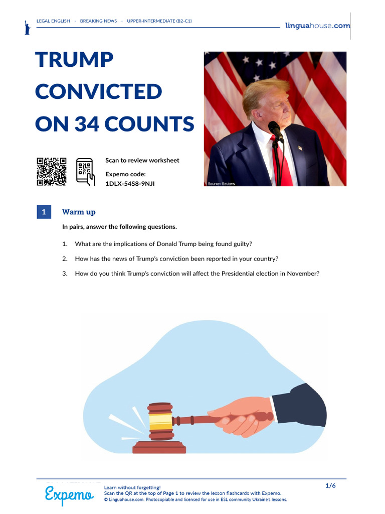 Trump Convicted On 34 Counts American English Student | PDF | Donald ...