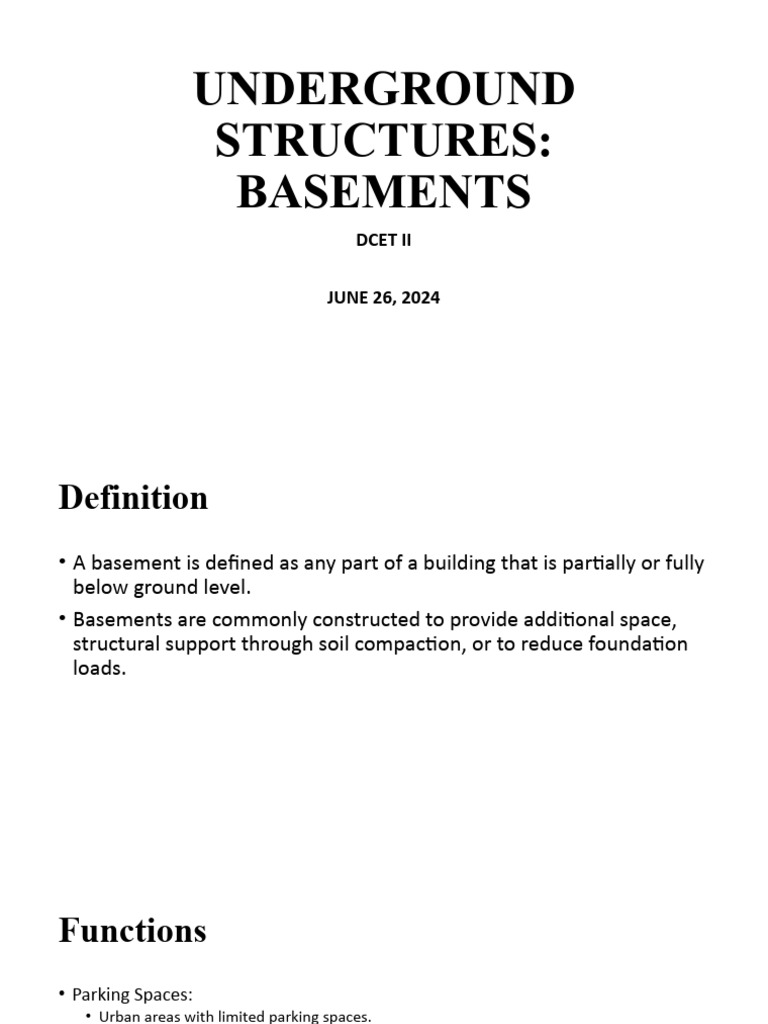 Underground Structures Basements | PDF | Basement | Building Technology