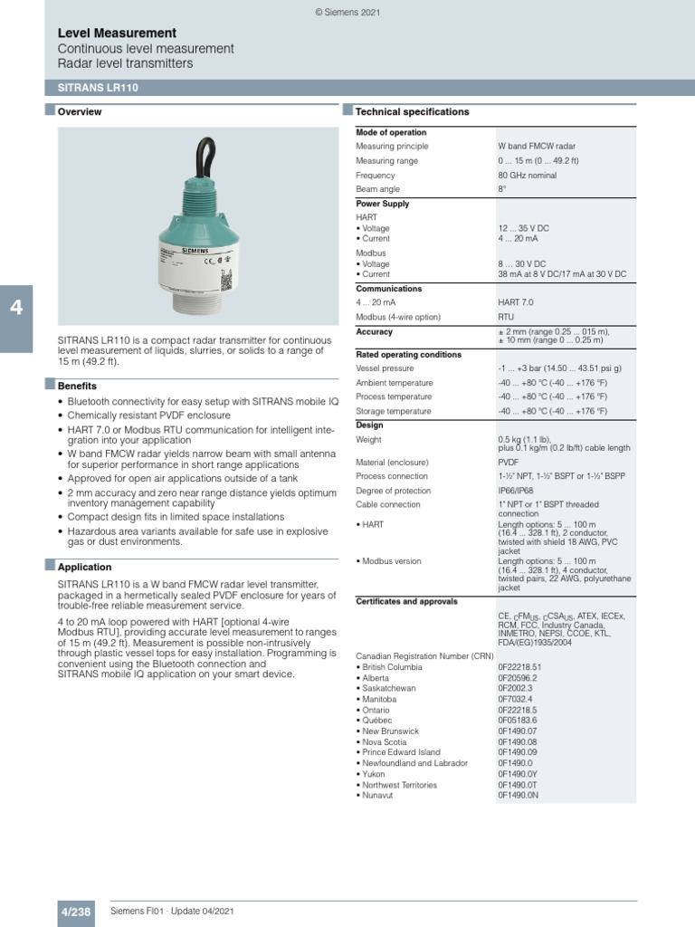 Sitransl lr110 Fi01 en | PDF | Electrical Engineering | Manufactured Goods
