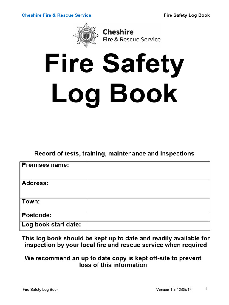 cfrs_fire_safety_log_book_v1.5_05052021 | PDF | Fire Safety | Fire ...