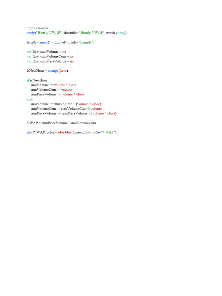 Hourly VWAP Calculation Script | PDF | Computers