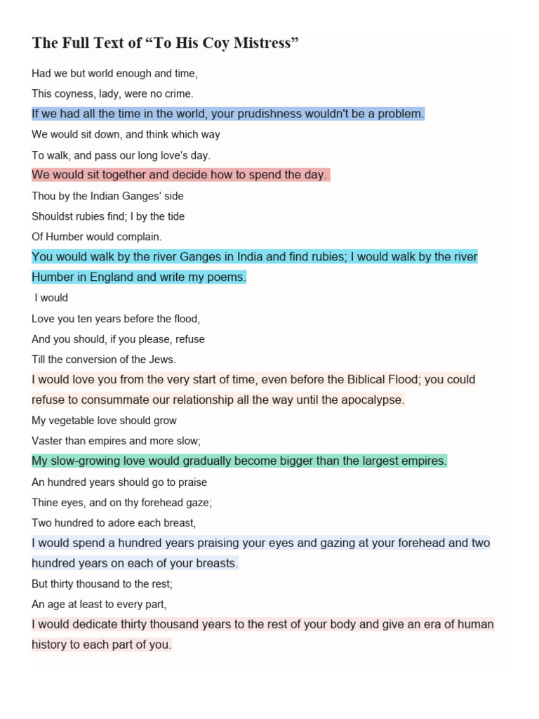 To His Coy Mistress | PDF