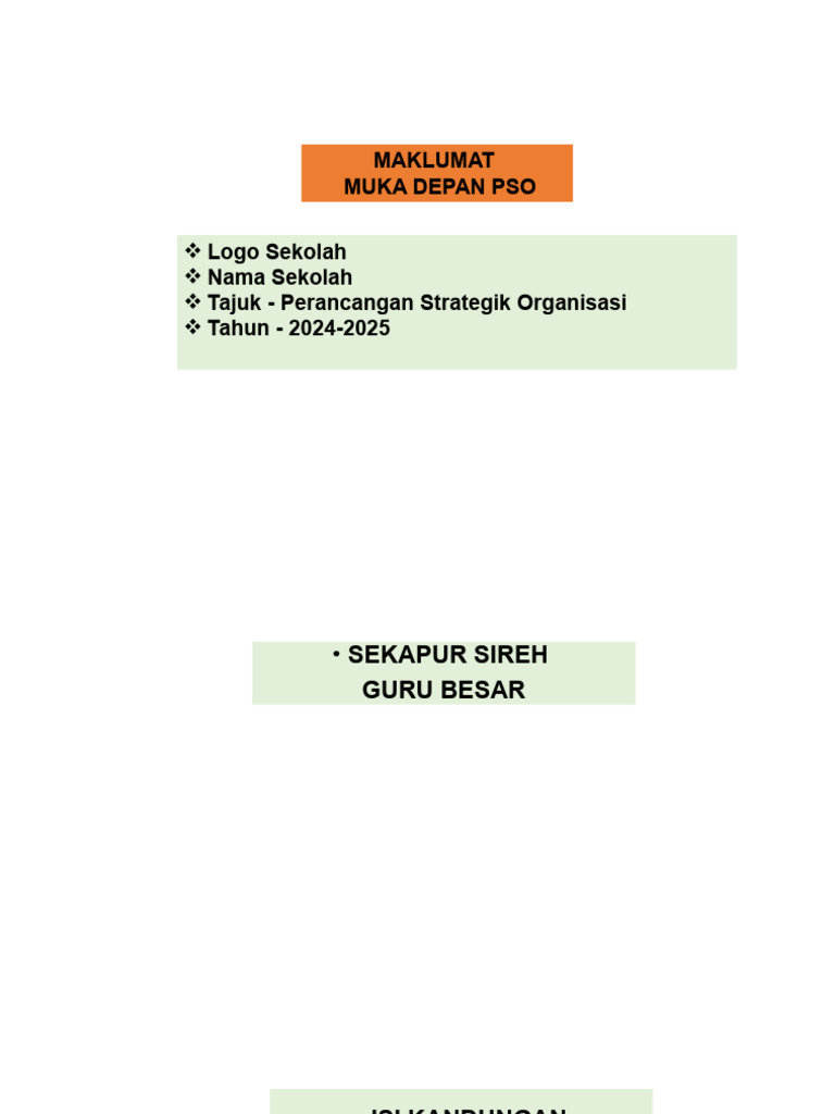 TEMPLATE Perancangan Strategik Organisasi Sekolah - MS70 HINGGA | PDF