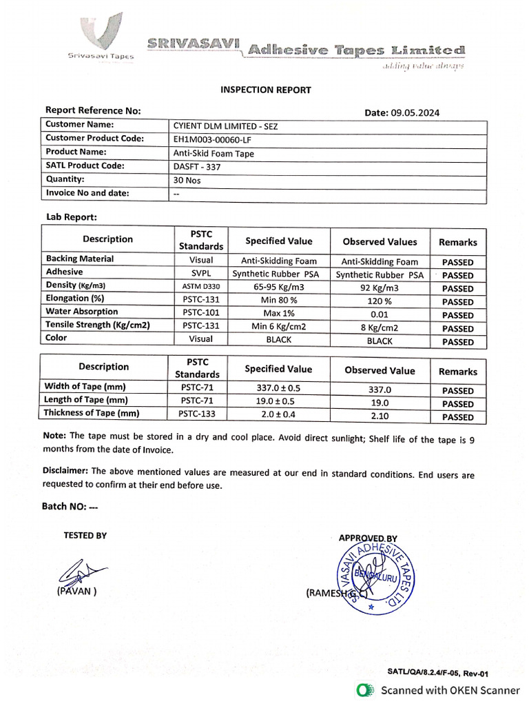 Anti Skid Tape Test Report | PDF