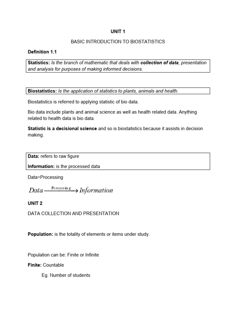 Biostatistics Notes Introductory Chapter | PDF | Biostatistics | Statistics