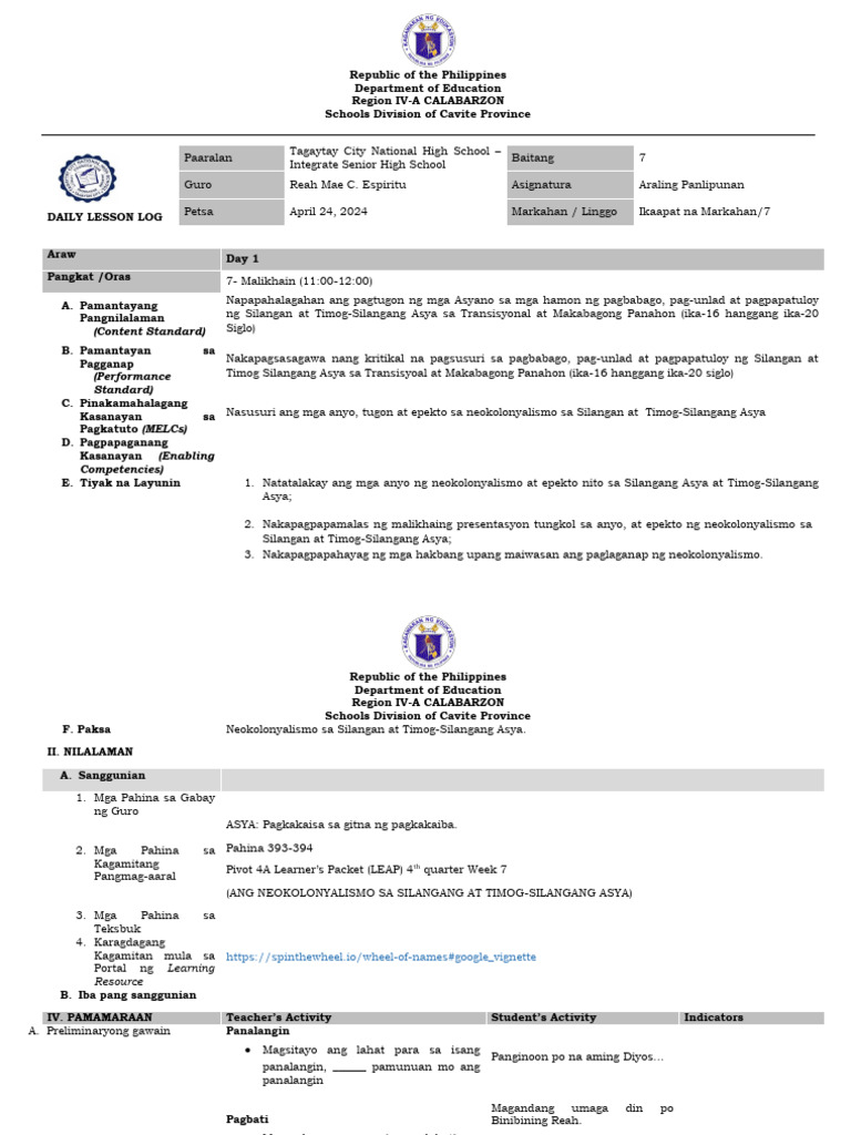 Idea Exemplar Template | PDF