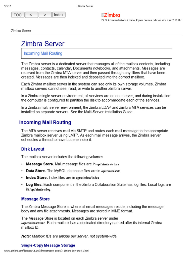 Zimbra Mailbox Server Overview | PDF | Database Index | Computer File