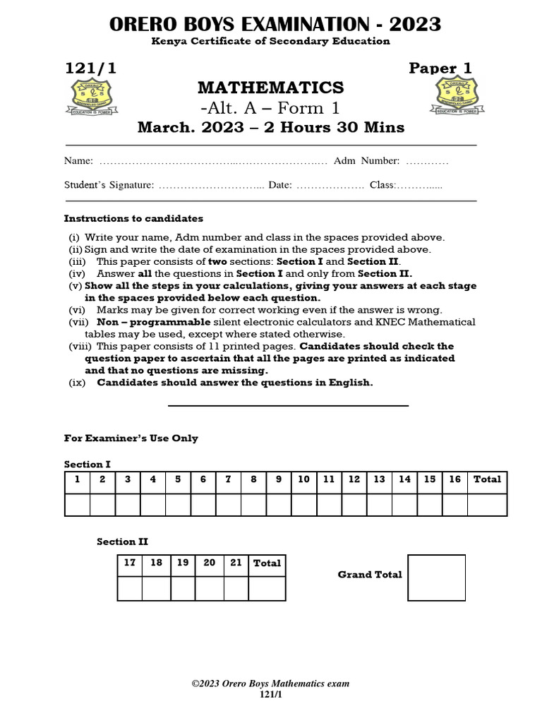 Orero Boys Maths | PDF | Area | Mathematics Orero Boys Maths | PDF | Area | Mathematics