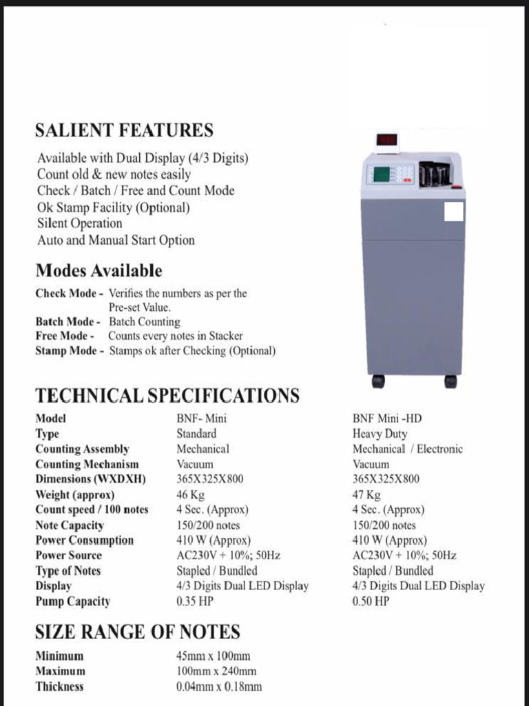 Bundle Note Counting Machine DT | PDF