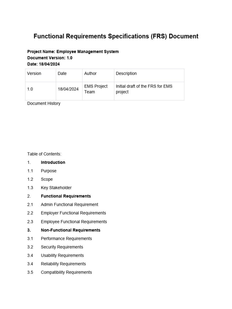 EMS - FRS Final | PDF | Login | User (Computing)