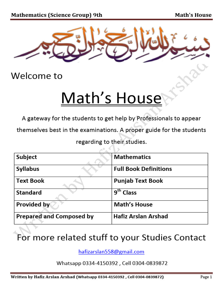 V.imp Definations Math 9 Class | PDF | Triangle | Equations