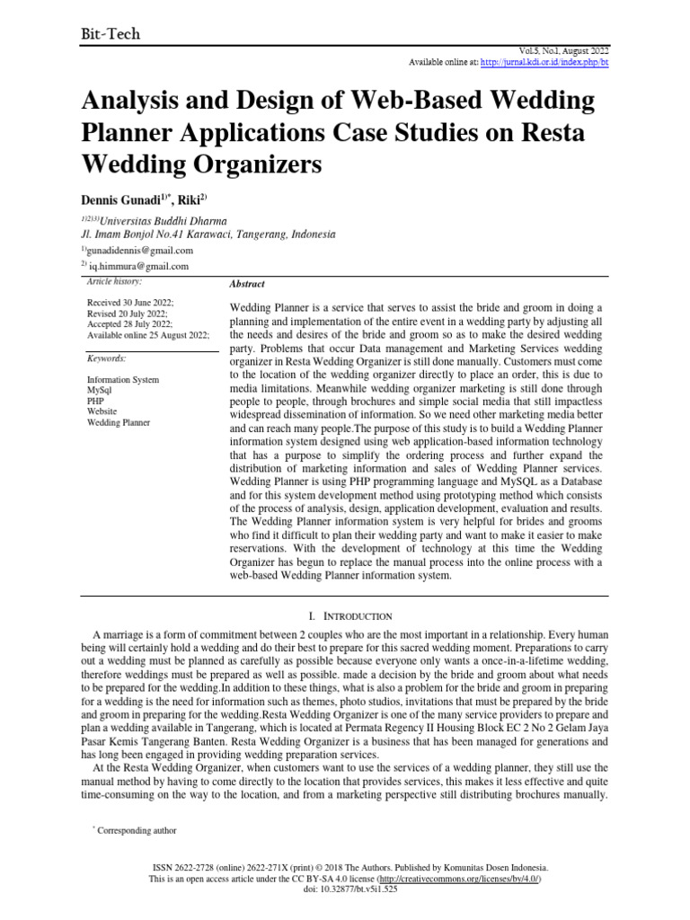 F3-Analysis and Design of Web-Based Wedding Planner Applications Case Studies On Resta Wedding ...