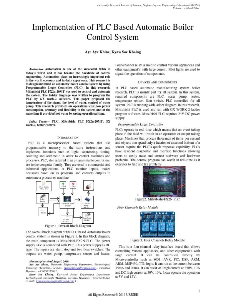 Implementation of PLC Based Automatic Boiler Control System | PDF | Programmable Logic ...