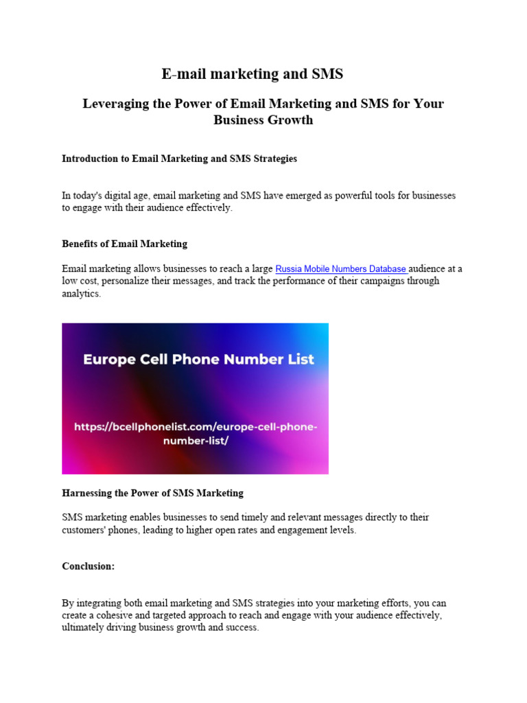 Email Marketing and SMS | PDF