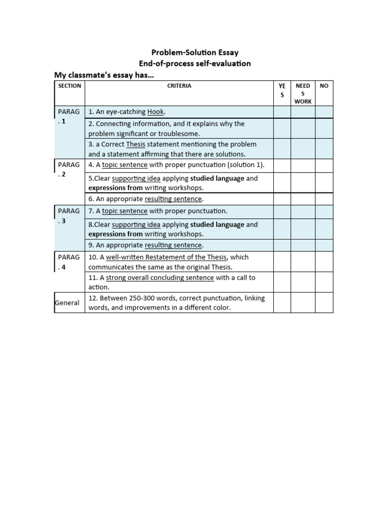 Peer Essay Evaluation Guide | PDF | Language Arts & Discipline