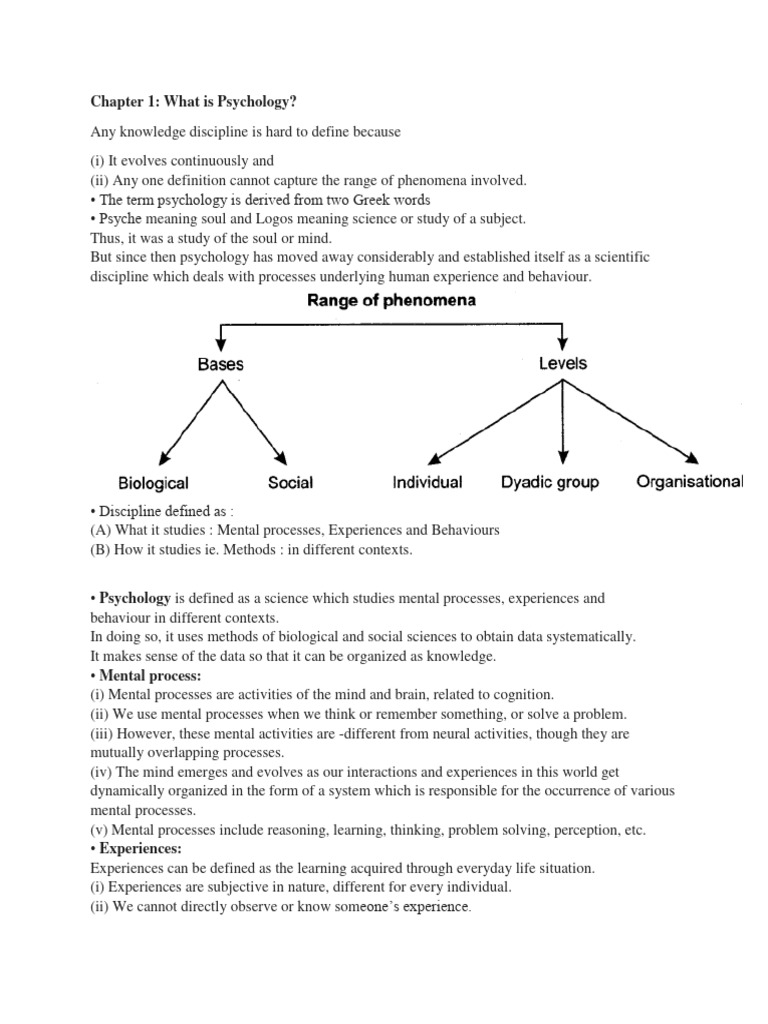 Chapter 1 Notes What Is Psychology | PDF | Psychology | Mind