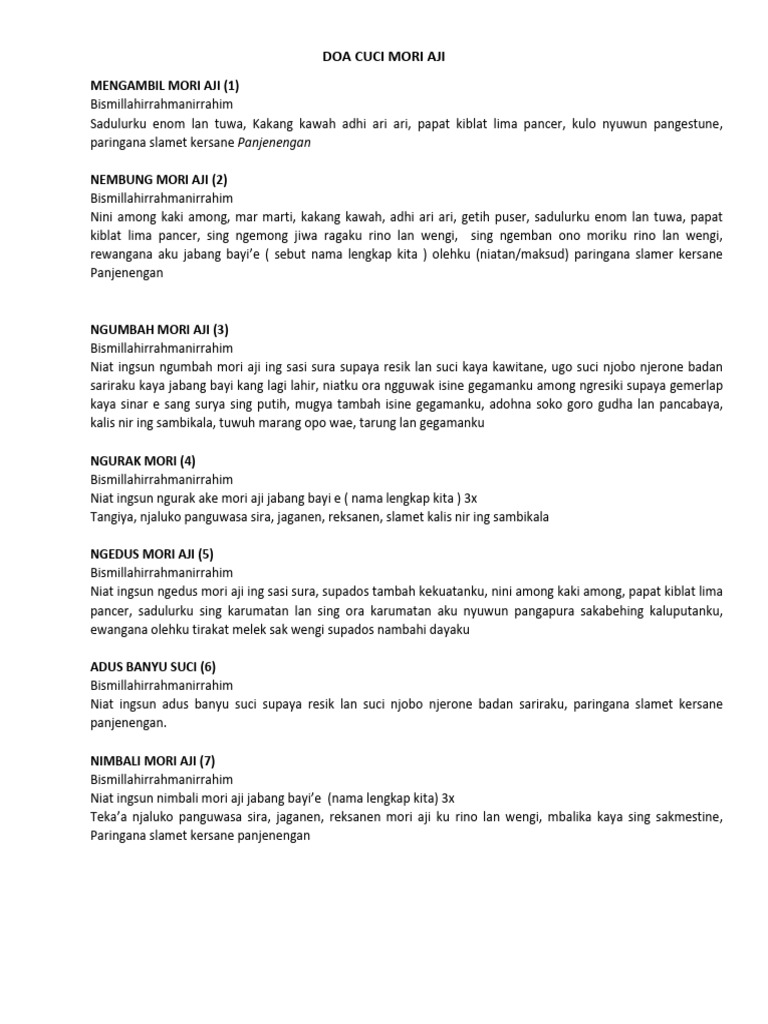 Doa dan Tata Cara Cuci Mori PSHT | PDF | Agama & Spiritualitas