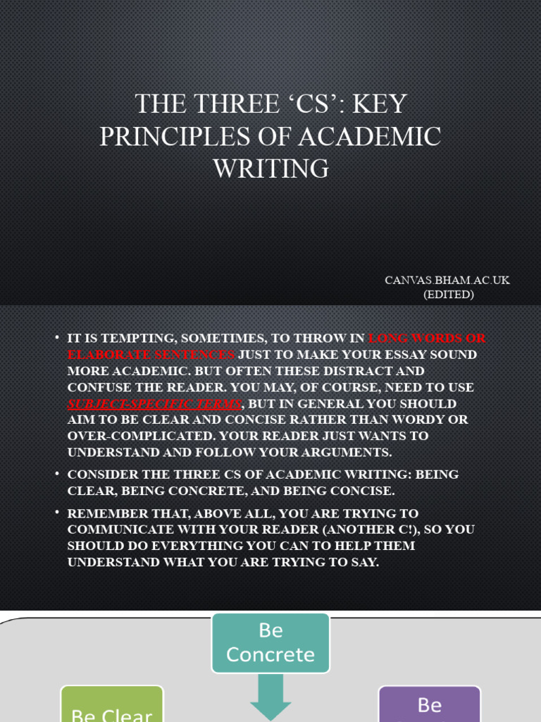 The Three Cs - Principles of Academic Writing | PDF | Proofreading | Essays