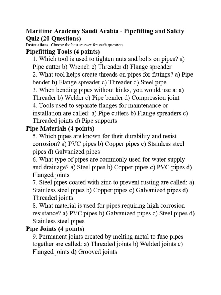 Pipefitter Quiz - June | Download Free PDF | Pipe (Fluid Conveyance ...