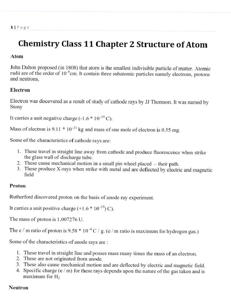 Chemistry Class 11 Chapter 2 | PDF