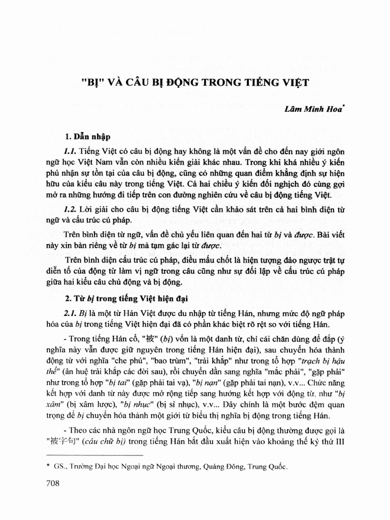 Bi Dong Trong Tieng Viet | PDF