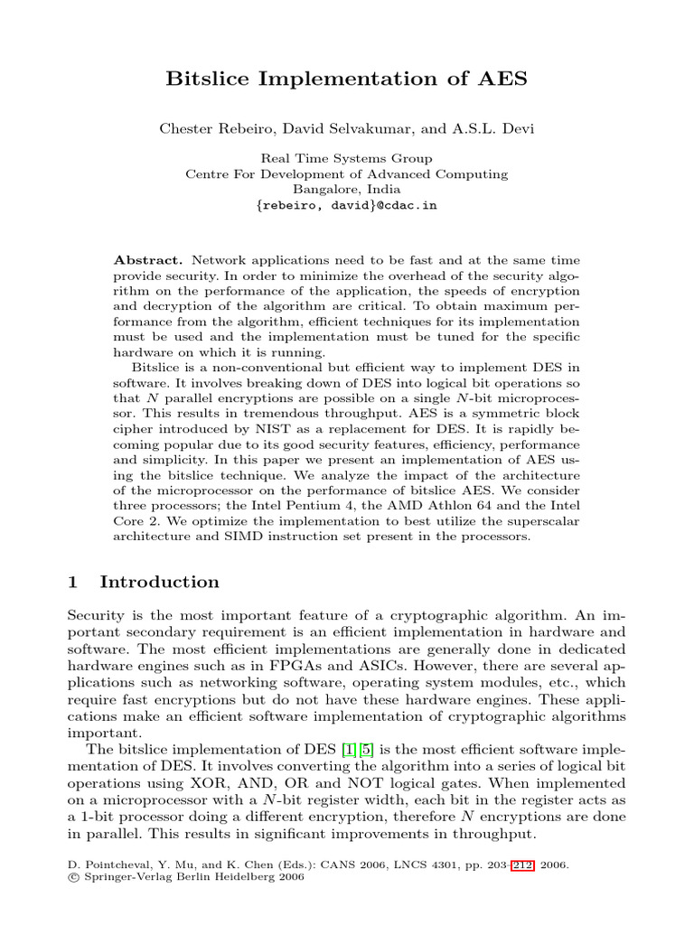 Bit Slice Implementation Pdf Encryption Central Processing Unit 
