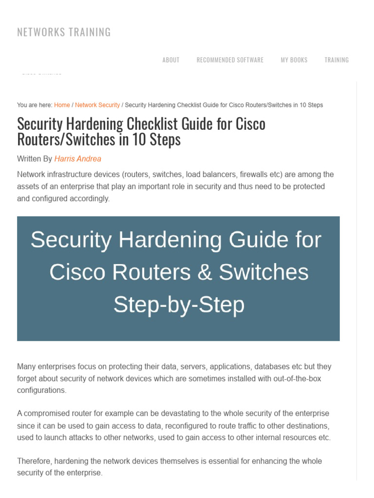 Security Hardening Checklist Guide for Cisco Routers_Switches in 10 ... Security Hardening Checklist Guide for Cisco Routers_Switches in 10 ...