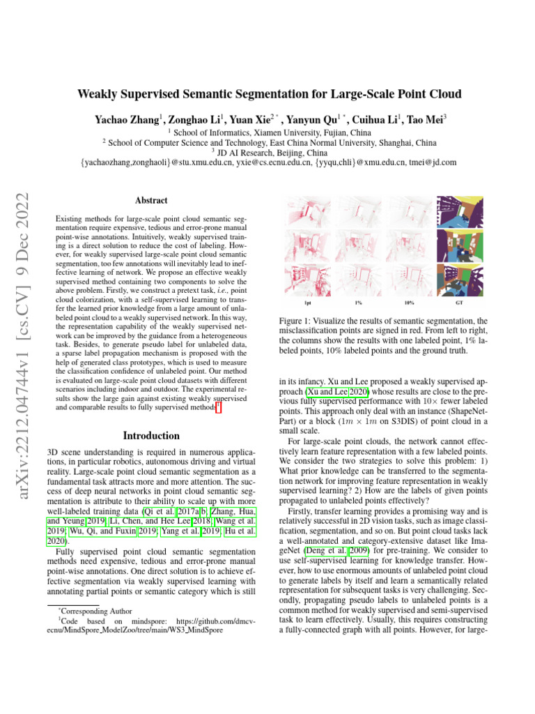 Weakly Supervised Semantic Segmentation for Large-Scale Point Cloud ... Weakly Supervised Semantic Segmentation for Large-Scale Point Cloud ...