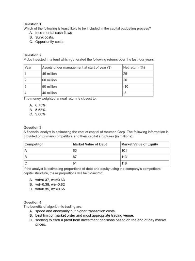 Mock 2 - Afternoon | PDF | Bonds (Finance) | Investing
