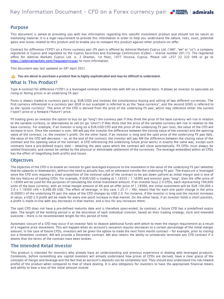 Forex Pair CFD | PDF | Contract For Difference | Foreign Exchange Market