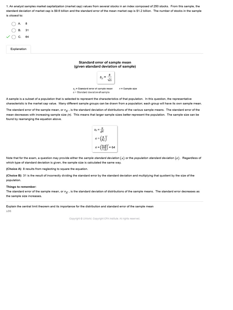 1.07 Estimation and Inference - Answers | PDF | Standard Error | Sampling (Statistics)
