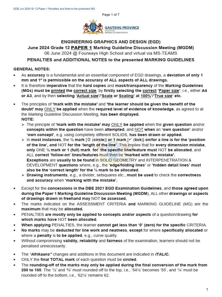 Official Penalties & Additional Notes For Jun 2024 Egd GR 12 p1 Mgs ...