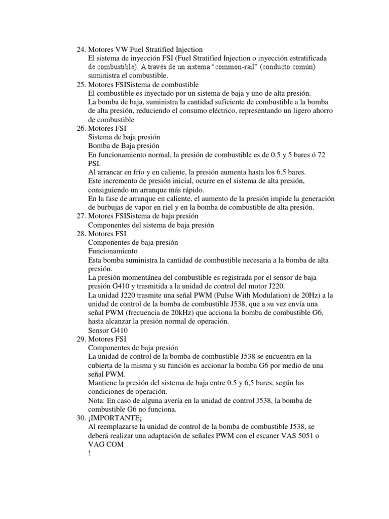Motores VW Fuel Stratified Injection | PDF | Tecnología del motor ...