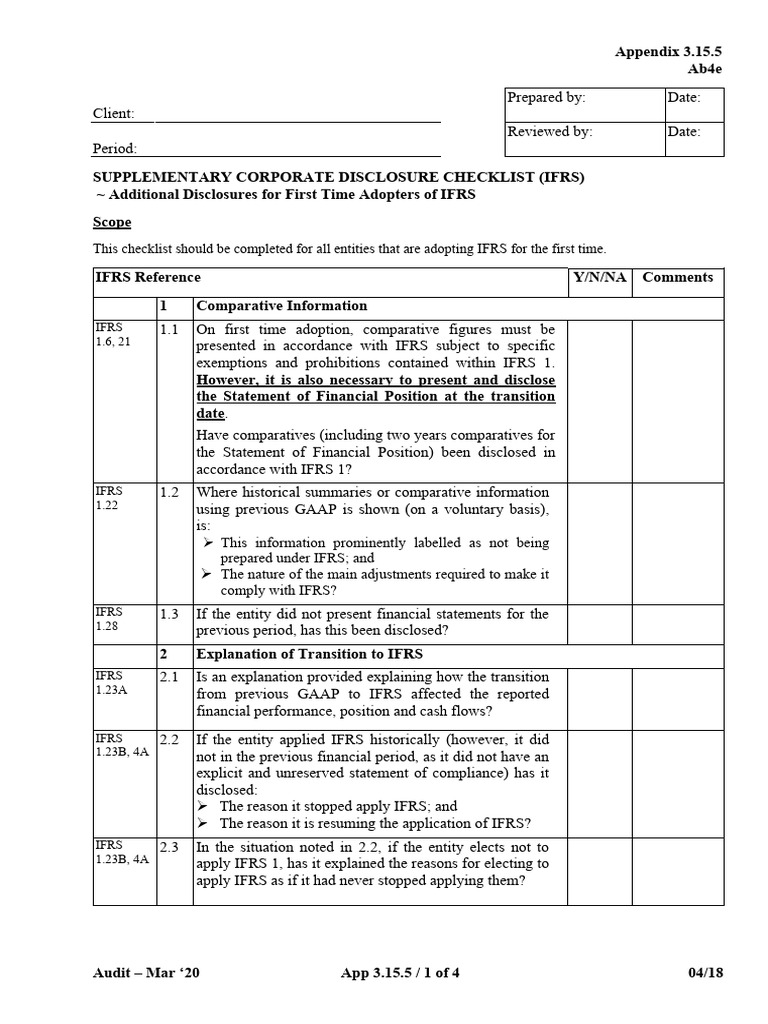 IFRS First-Time Adoption Checklist | PDF | Fair Value | International ...