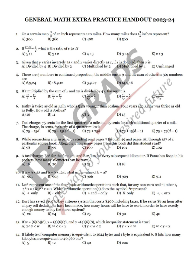 JPG General Math Extra Practice Handout 2023-24 | PDF