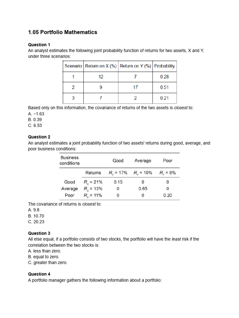 1.05 Portfolio Mathematics | PDF | Business