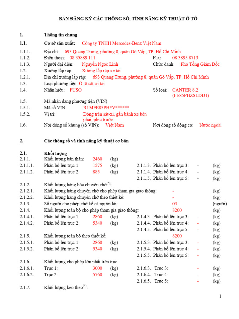 Bang Khai Thong So Theo TT54 Canter 8 2 | PDF
