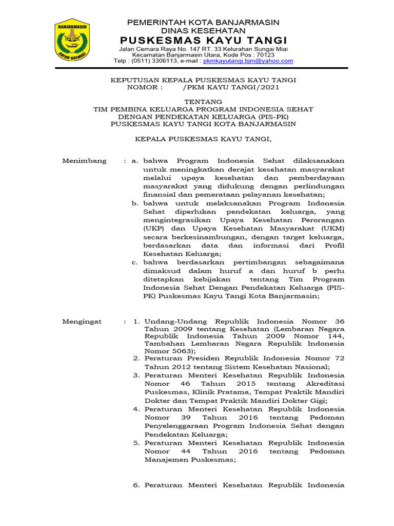 2.5.1.1 CONTOH SK TIM PIS-PK | PDF