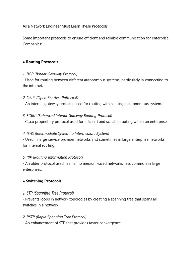 Essential Networking Protocols for Engineers | PDF | Computer Network ...