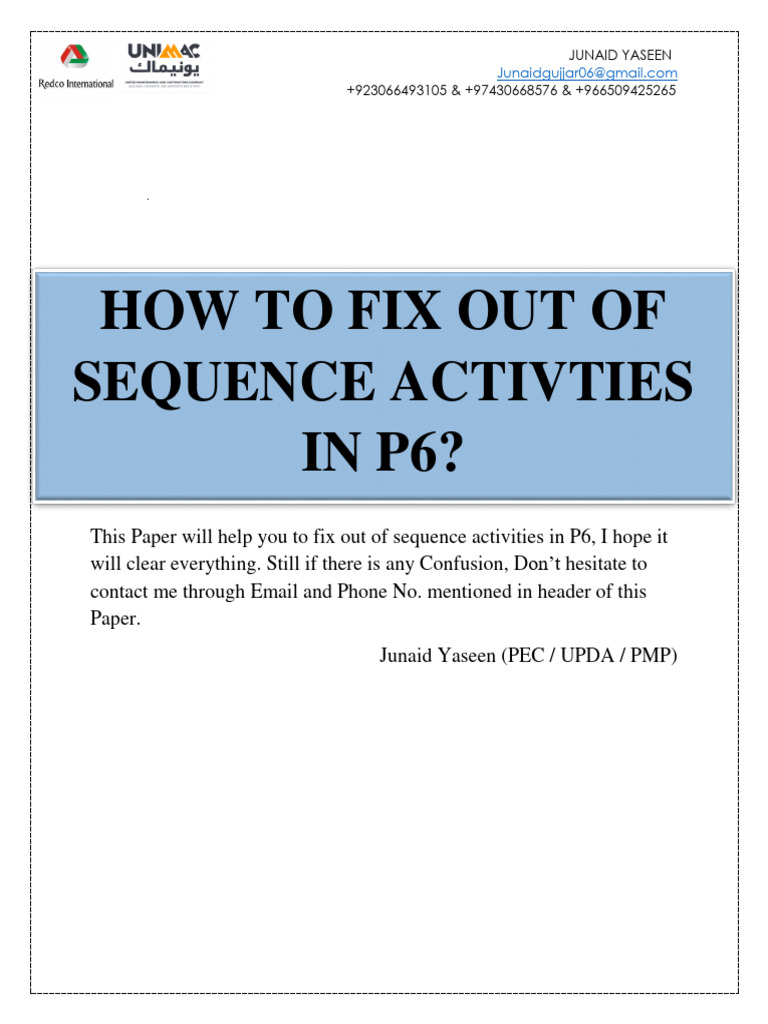 How To Fix Out of Sequence Activities in P6 | PDF | Data Management | Software