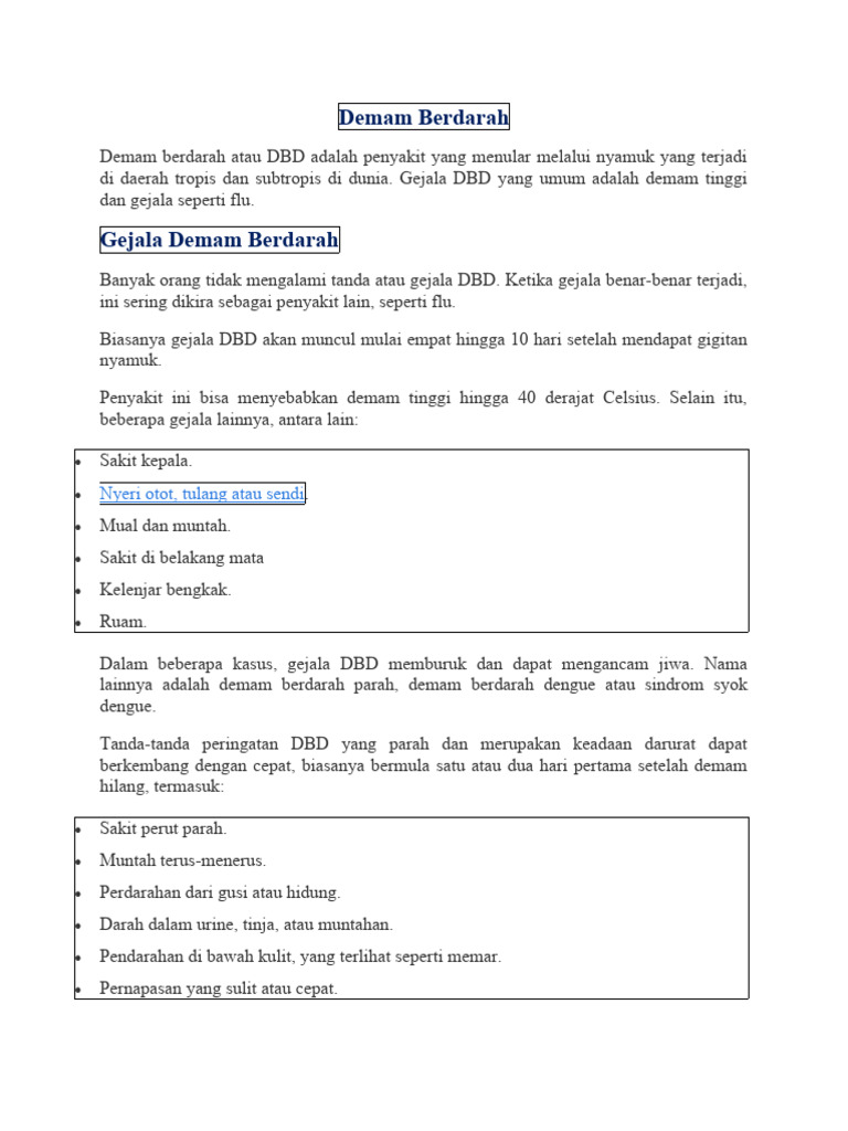 Demam Berdarah | PDF